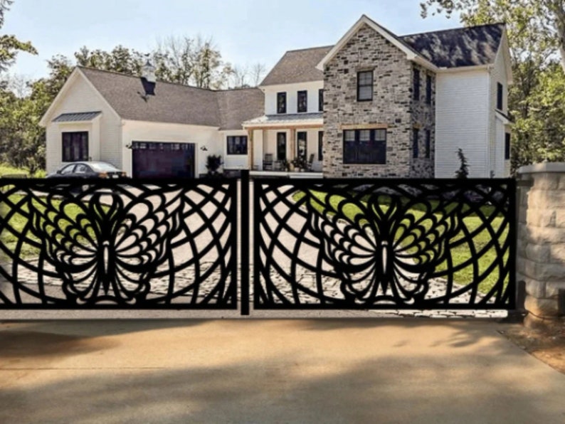 Laser Cut Artistic Doodle Design Iron Yard Gate Modern Etsy