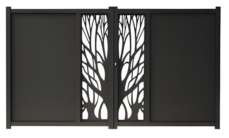 Modern Laser Cut Tree Branch Design Entry Gate Custom Fabrication Metal
