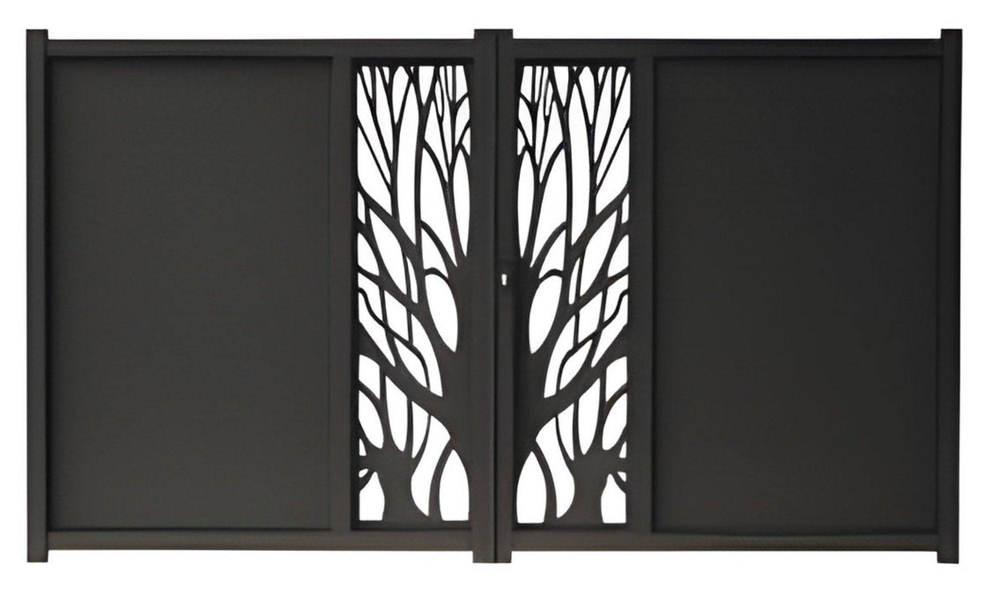 Modern Laser Cut Tree Branch Design Entry Gate Custom Fabrication Metal ...