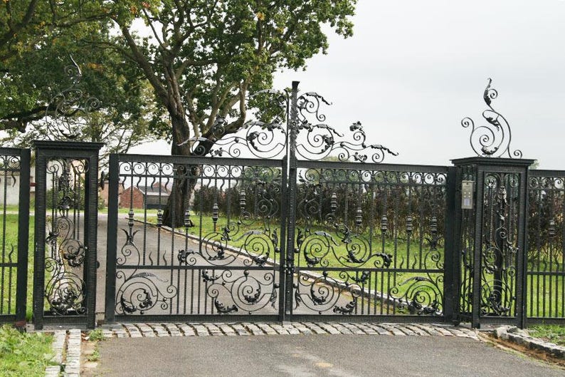 Crest Vale Arbor – Wrought Iron Gate With Vine Scroll Panels Model ...