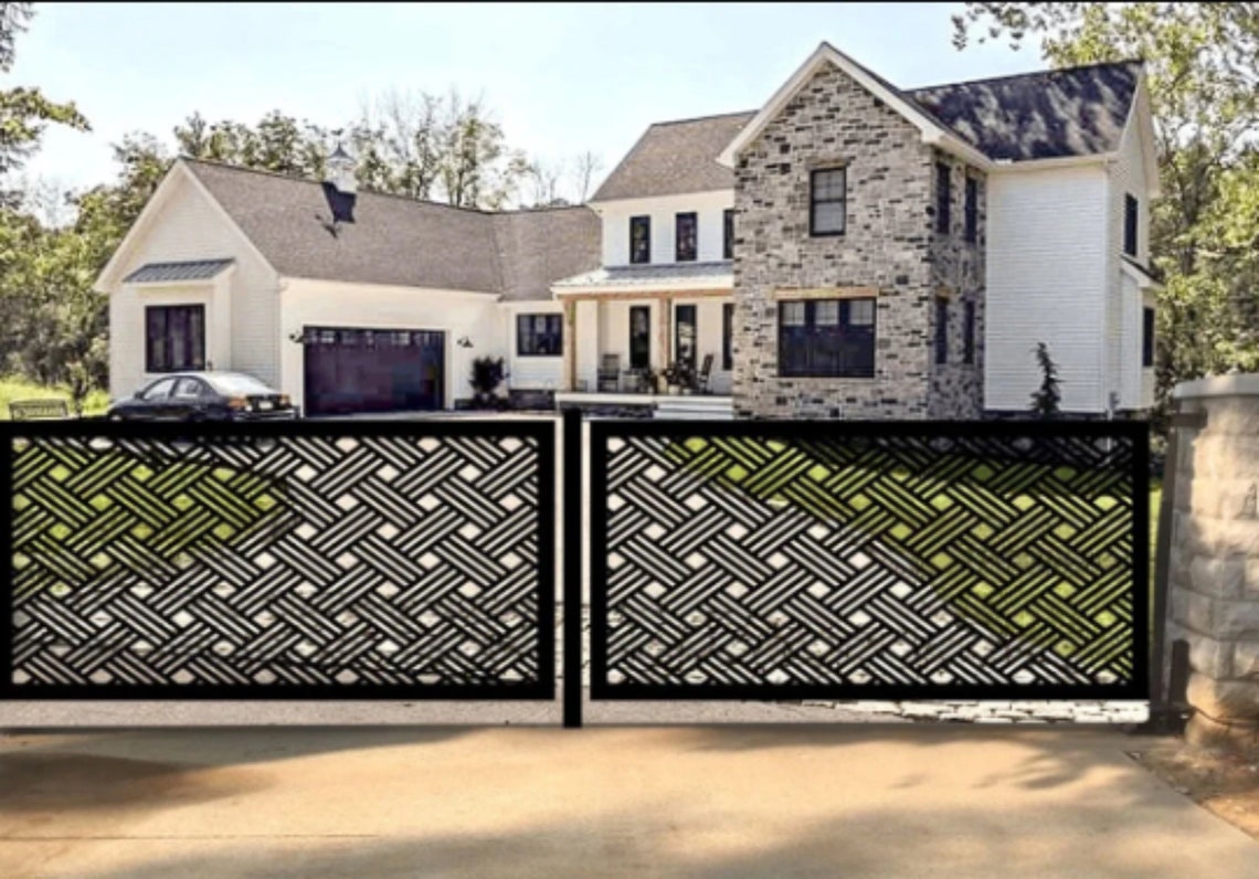 Laser Cut Artistic Criss Cross Design Metal Back Yard Gate - Etsy