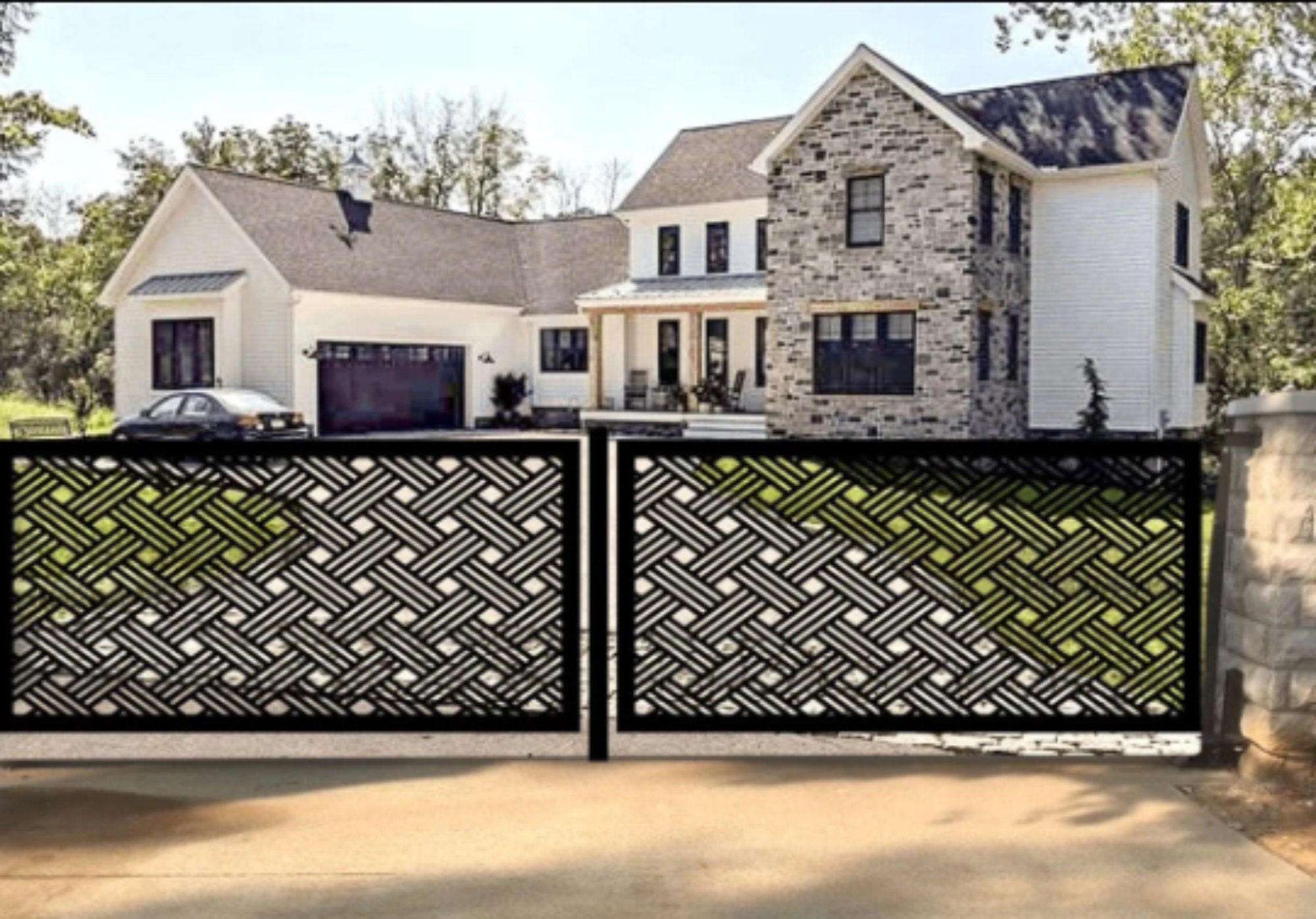 Laser Cut Artistic Criss Cross Design Metal Back Yard Gate - Etsy