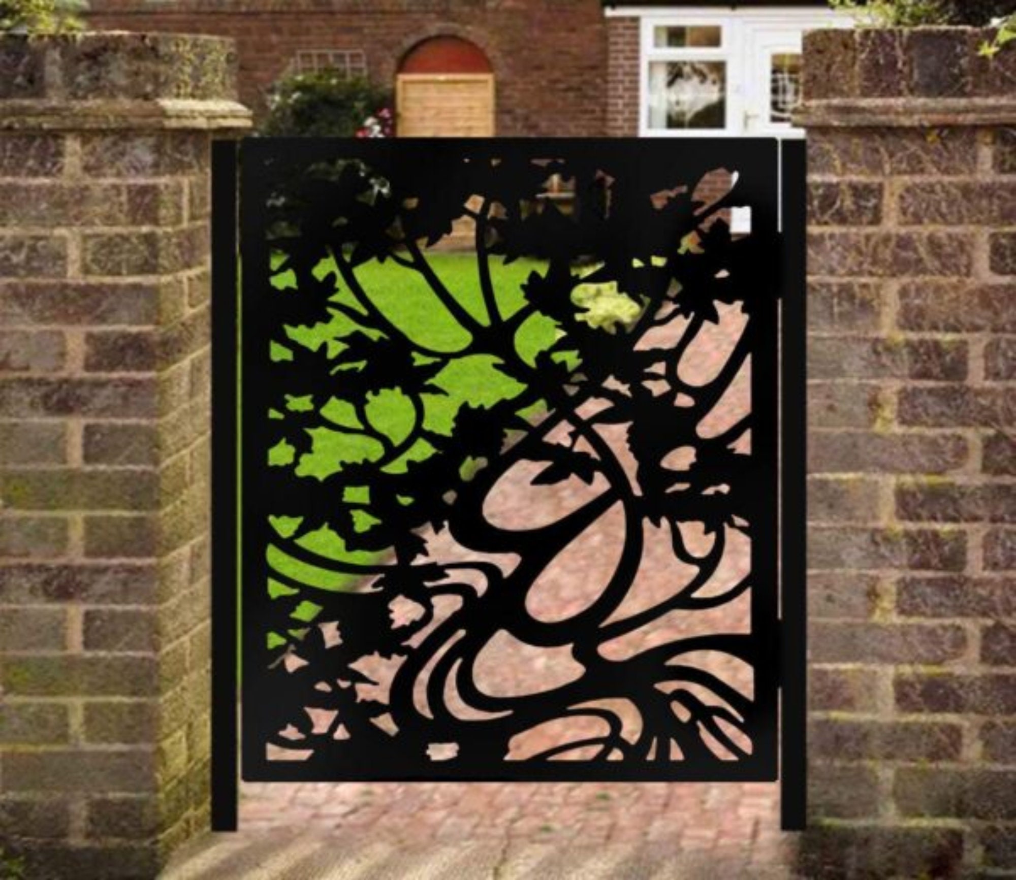 Stylish & Unique Maple Leaves Design Gate Custom Fabrication Laser Cut ...