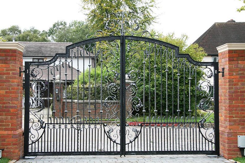 Ornamental Crest Gate – Wrought Iron Gate With Scroll Panels Model ...