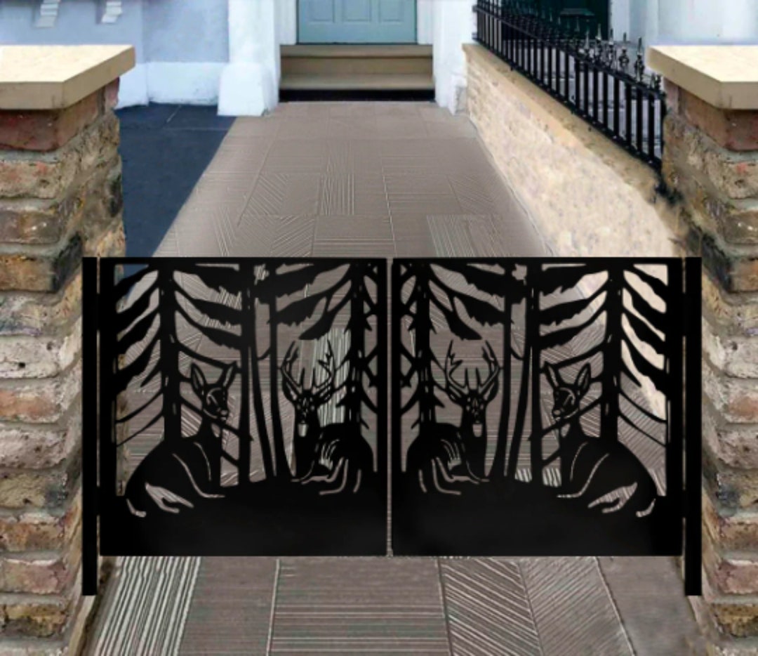 Unique Laser Cut Wildlife Deer Design Metal Yard Gate | Custom ...