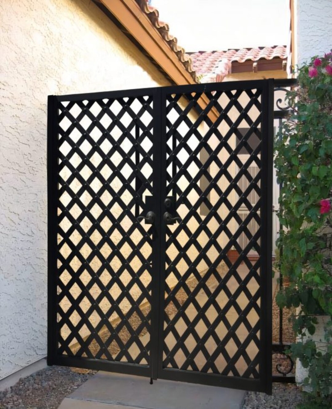 Beautiful Square Pattern Wrought Iron Garden Gate | Custom Fabrication ...