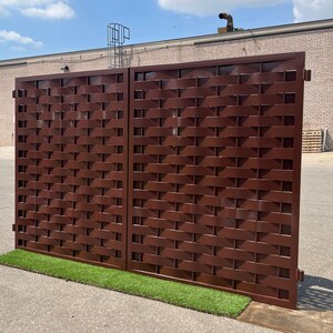 Heavy Duty Overlap Pattern Driveway Gate | Dual Swing Block Metal Entry ...