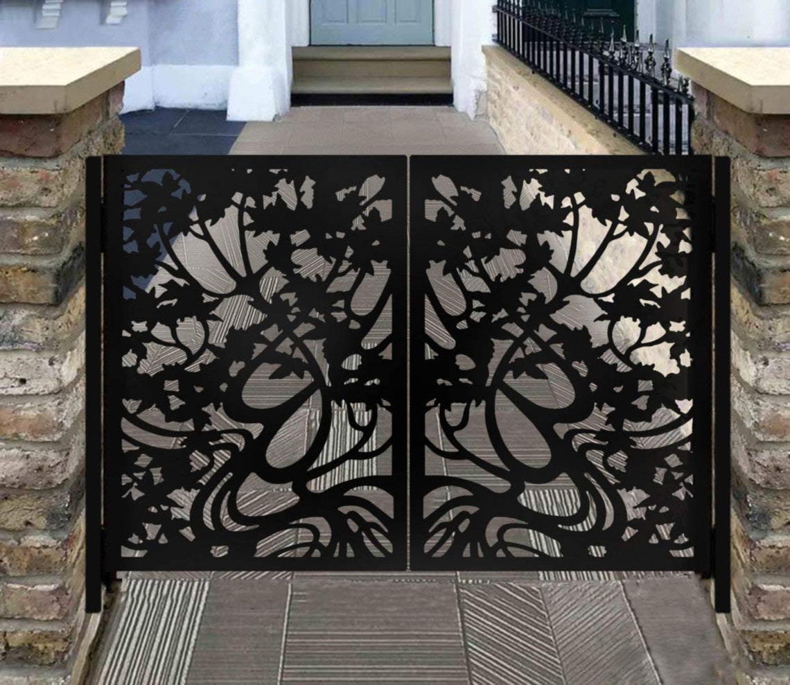 Stylish & Unique Maple Leaves Design Gate Custom Fabrication Laser Cut ...
