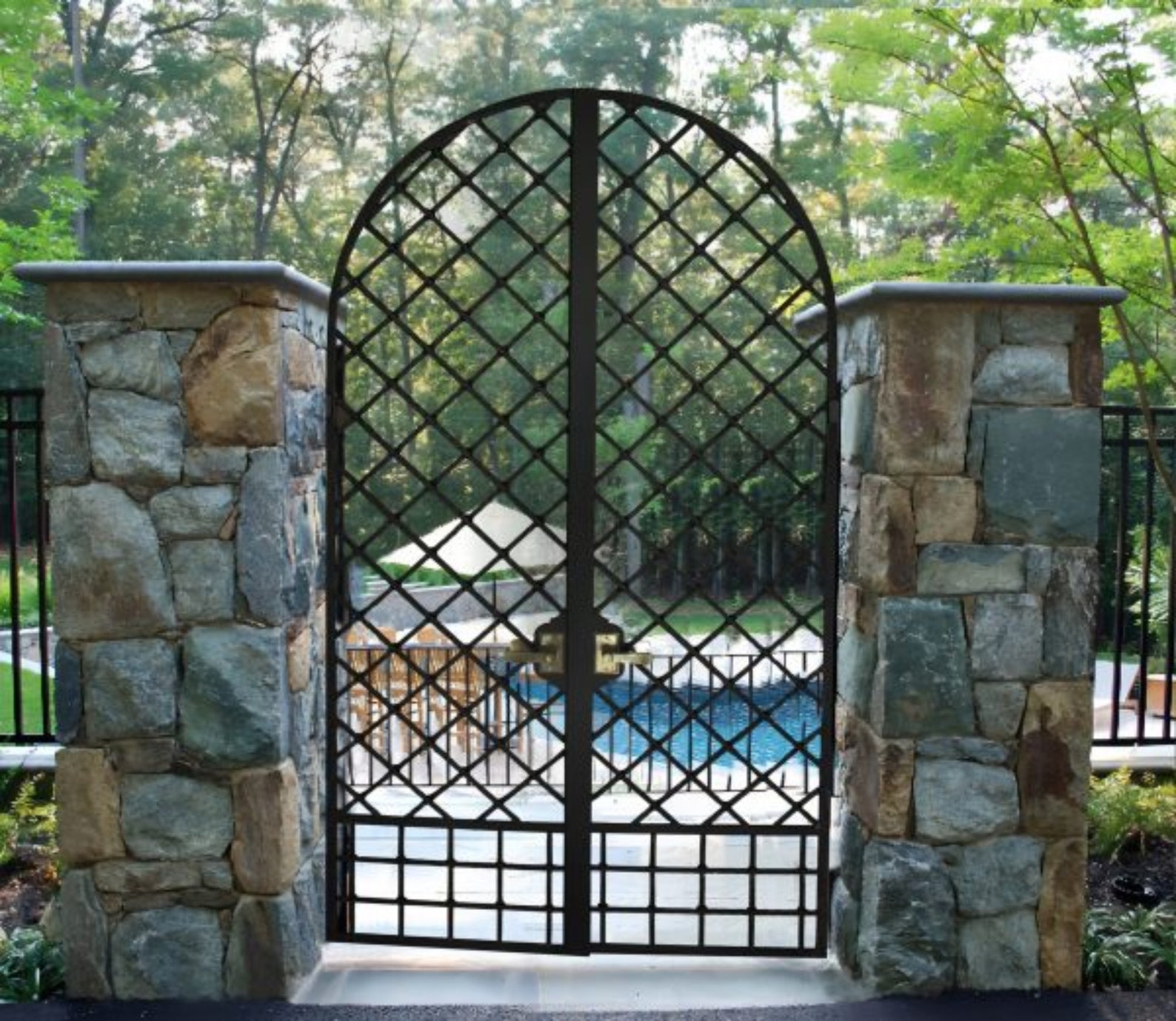 Modern Square Check Design Metal Back Yard Gate | Classic Fabrication ...