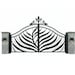 Verdant Crest – Leaf Motif Wrought Iron Gate With Stone Pillars Model ...
