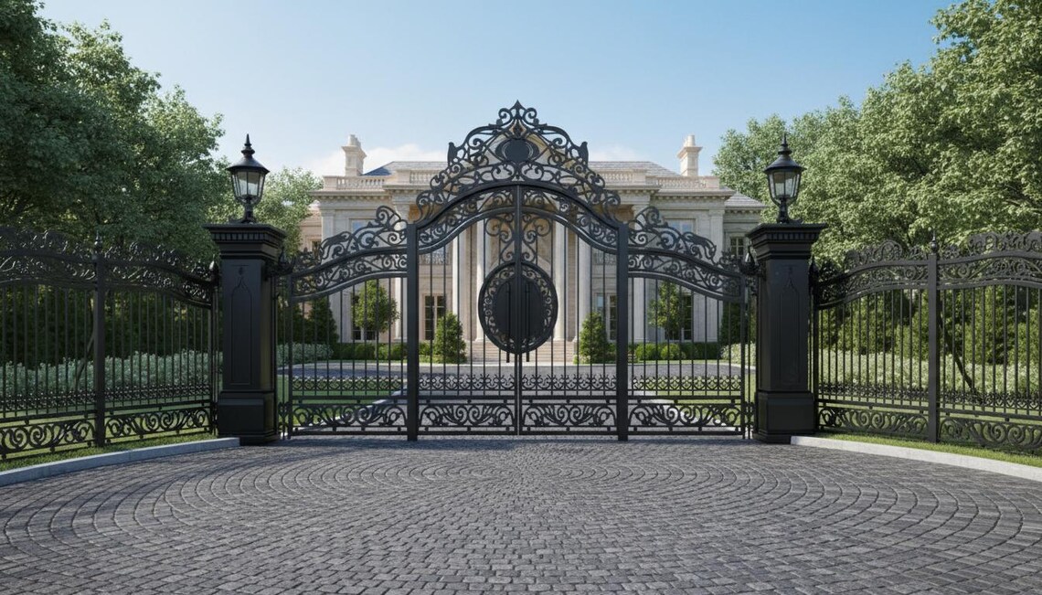 Heavy Duty Driveway Gate | Vintage Design Dual Swing Gates | Made in ...