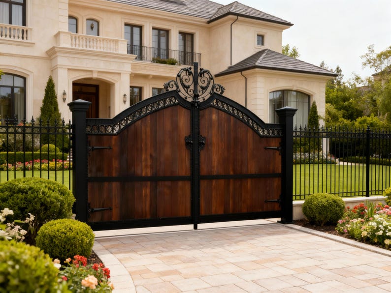 Regal Timbercrest – Wood & Wrought Iron Estate Driveway Gate Model ...
