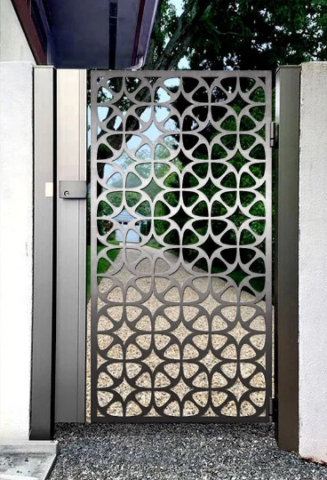 Laser Cut Artistic Square Cut Design Iron Yard Side Gate - Etsy