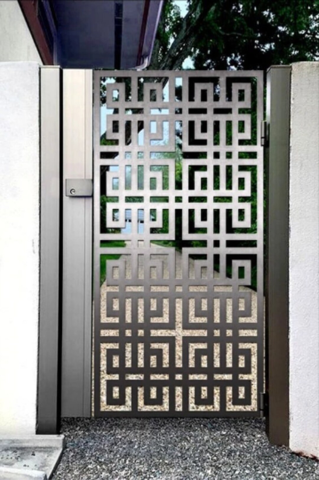 Laser Cut Artistic Geometric Square Design Iron Garden Gate| Modern ...