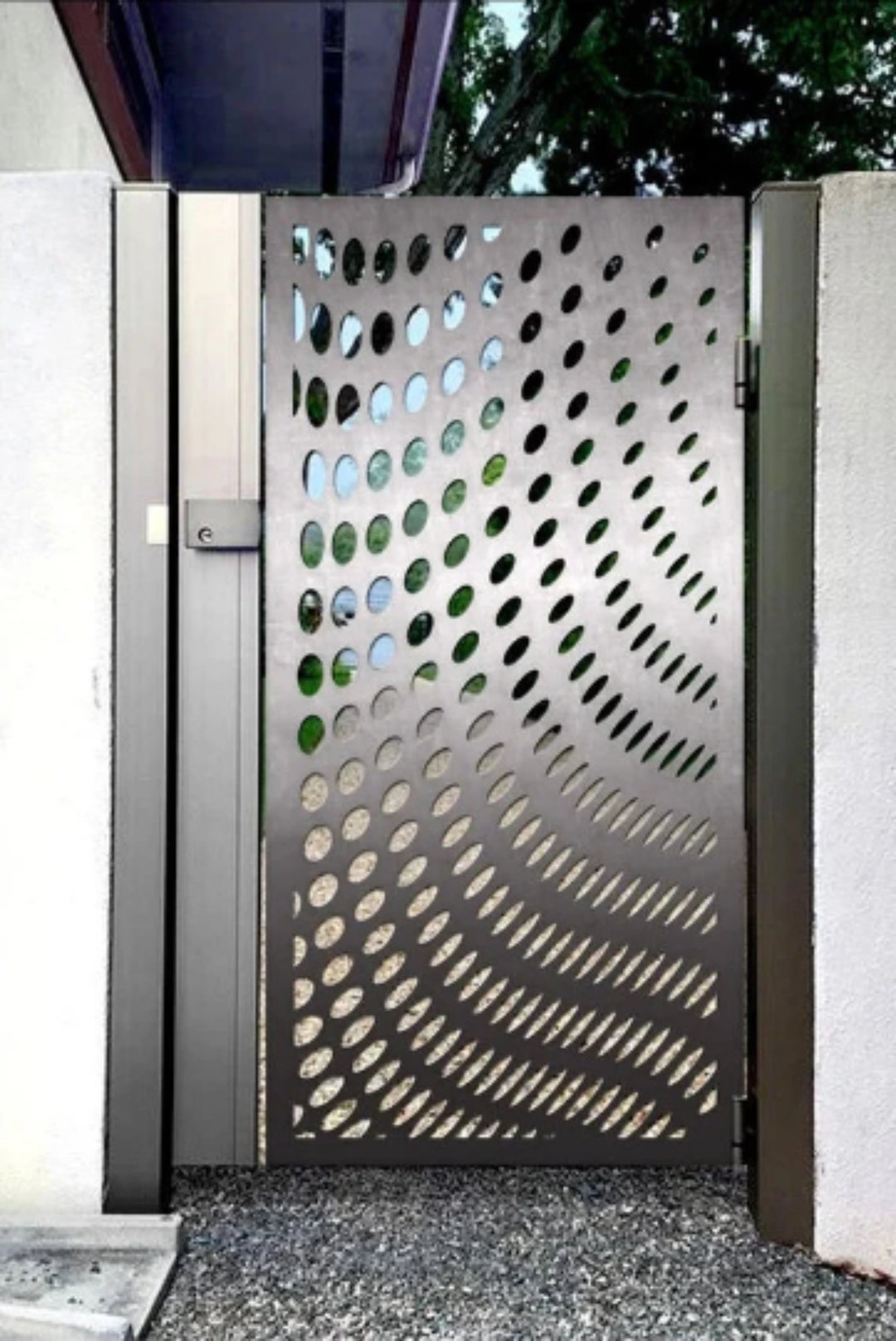 Laser Cut Artistic Circular Design Metal Yard Gate Modern Fabrication