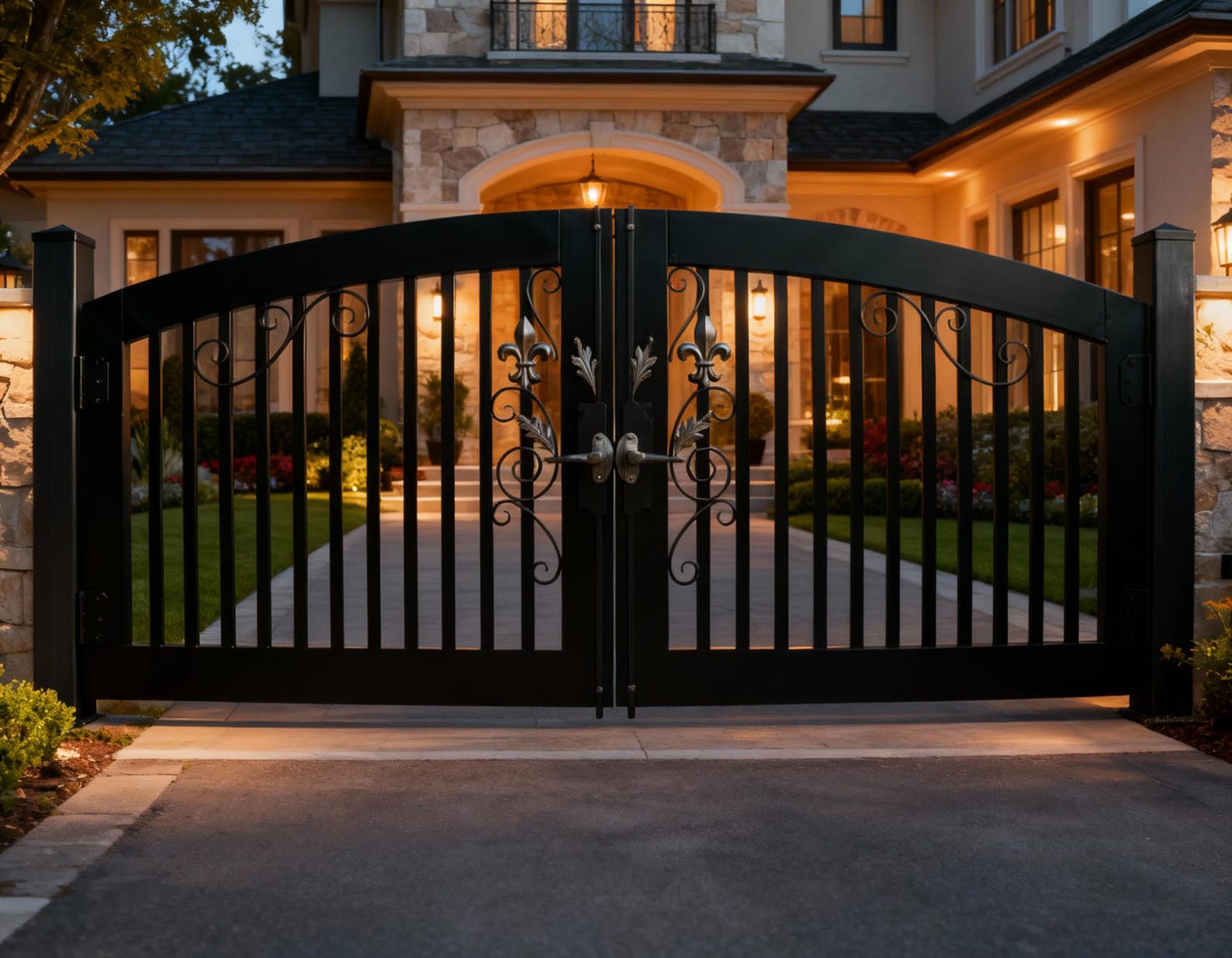Modern Vertical Strip Metal Driveway Gate | Custom Fabricated Heavy ...