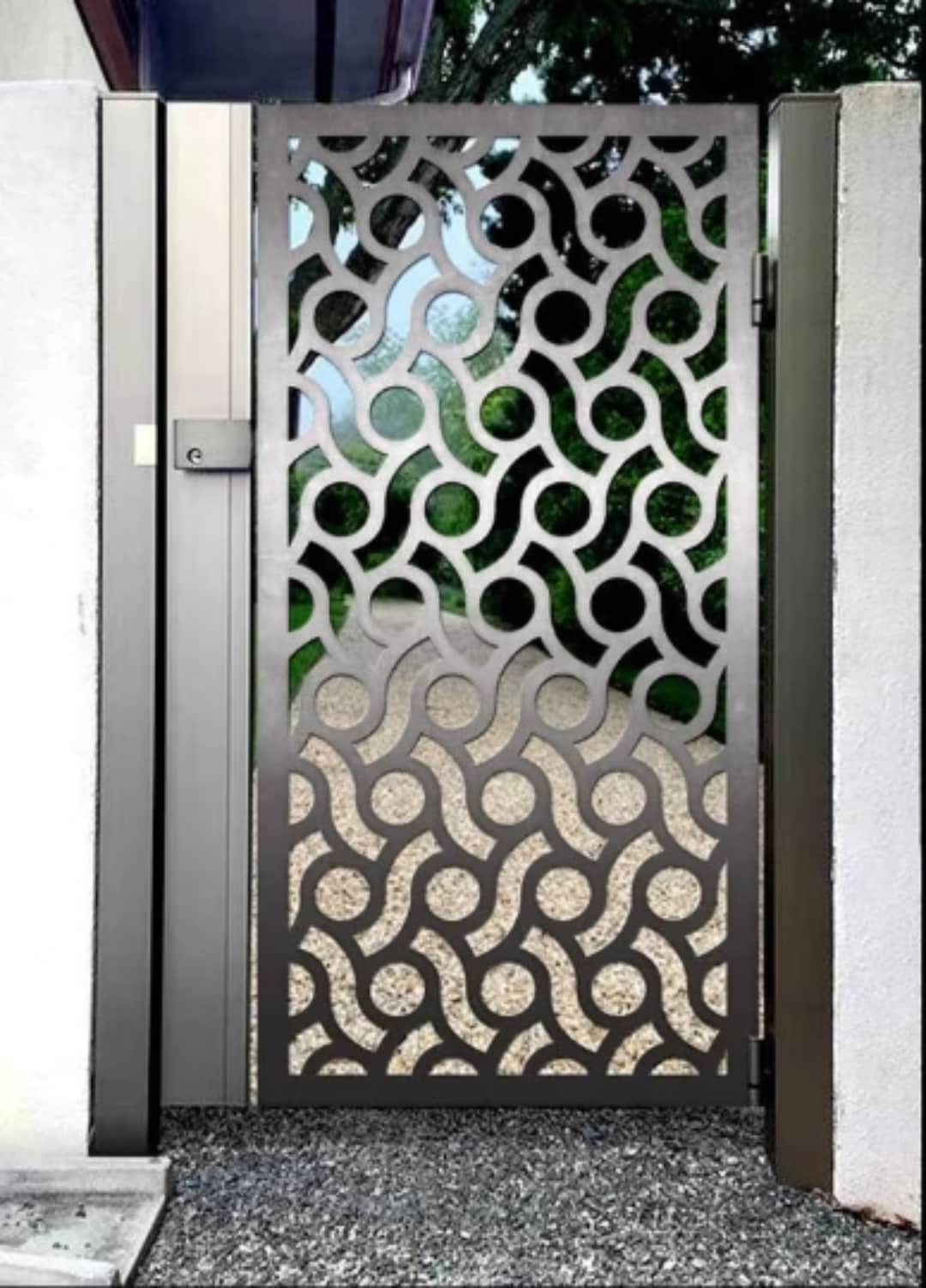Laser Cut Artistic Doodle Design Metal Yard Side Gate| Modern ...