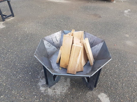 Octagonal Design Wood Burning Fire Pit Heavy Duty High-heat Black Steel ...