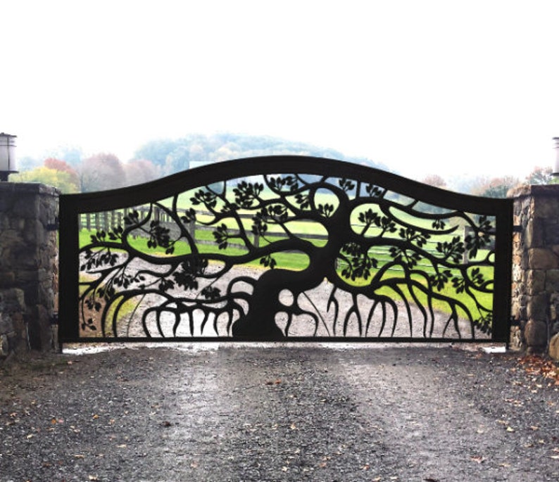 Beautiful Tree Gate Design Heavy Duty Metal Custom Fabricated Made in ...