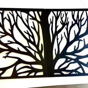 Beautiful Laser Cut Tree Design Metal Gate | Modern Custom Fabrication ...