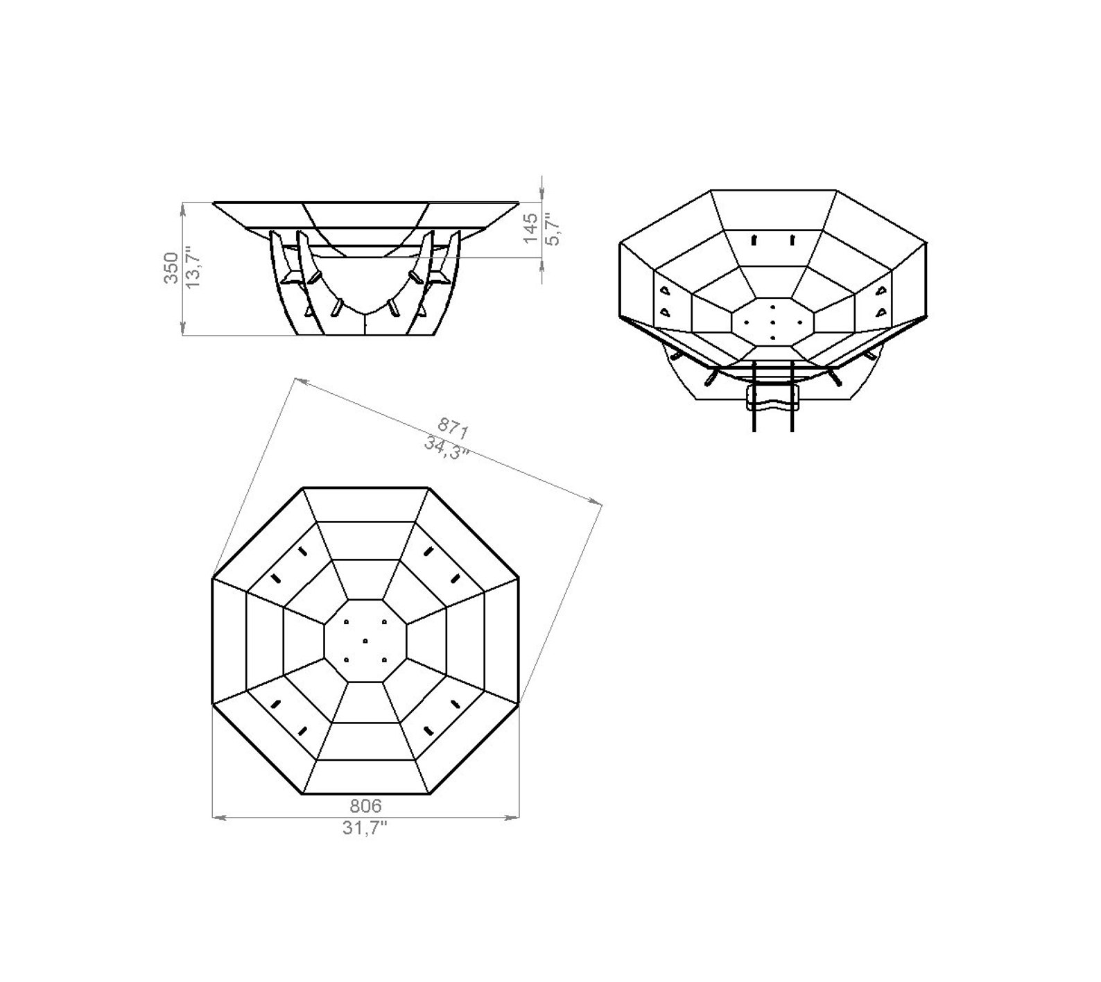 Fire Pit - Octagon Shape Fire Pit | Wood Burning Outdoor Firepit ...