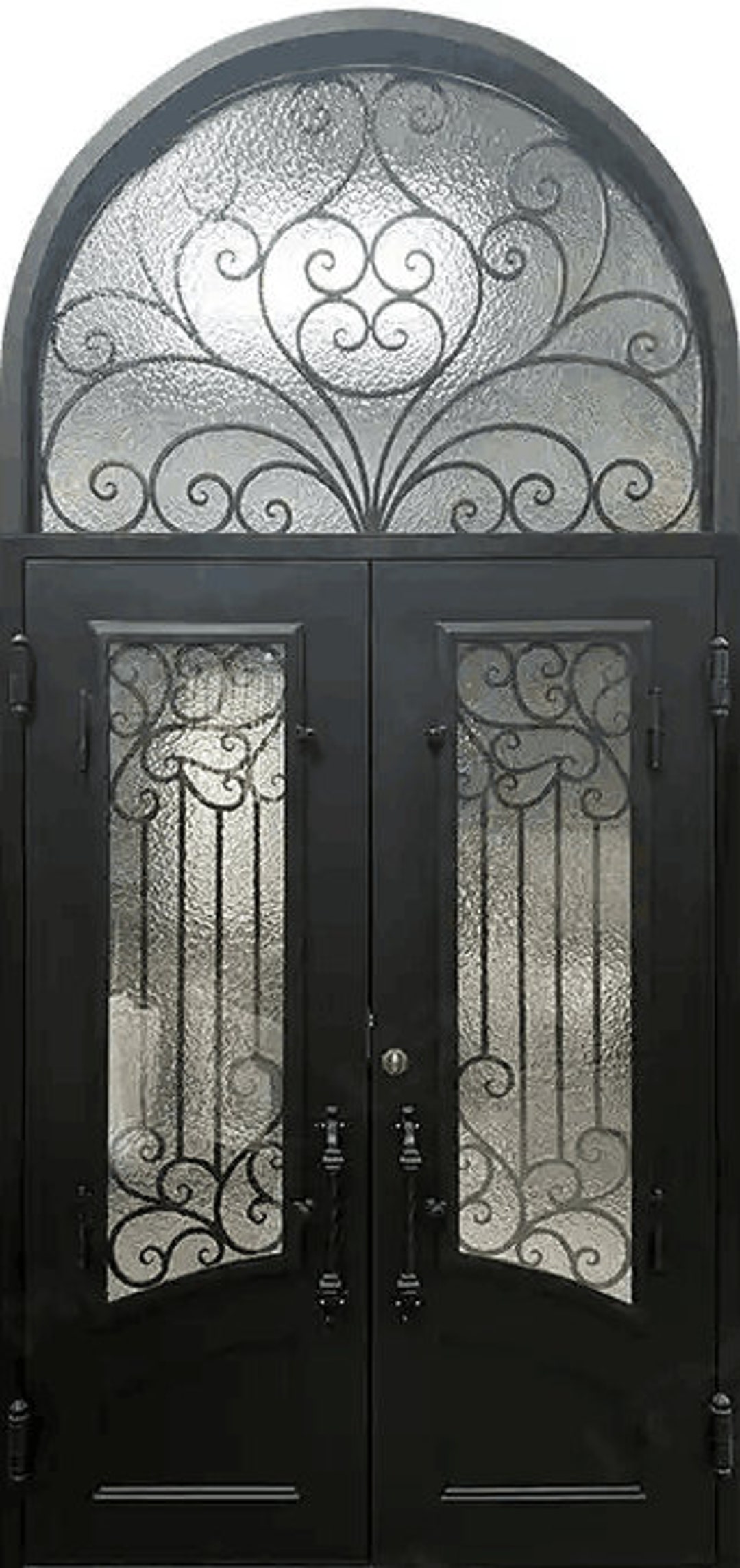 Wrought Iron Double Swing Front Door | Arched Top | Model # IWD 965E - Etsy