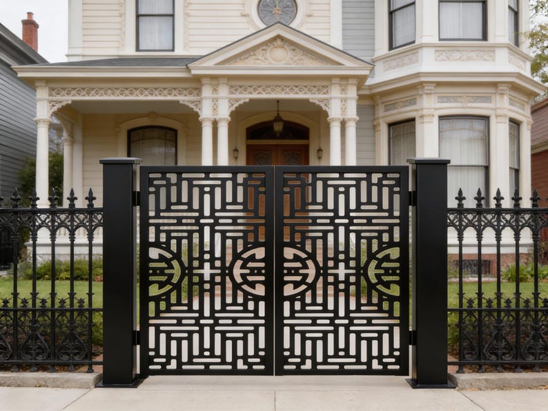 Geoform Passage – Modern Ornamental Metal Man Door With Geometric ...