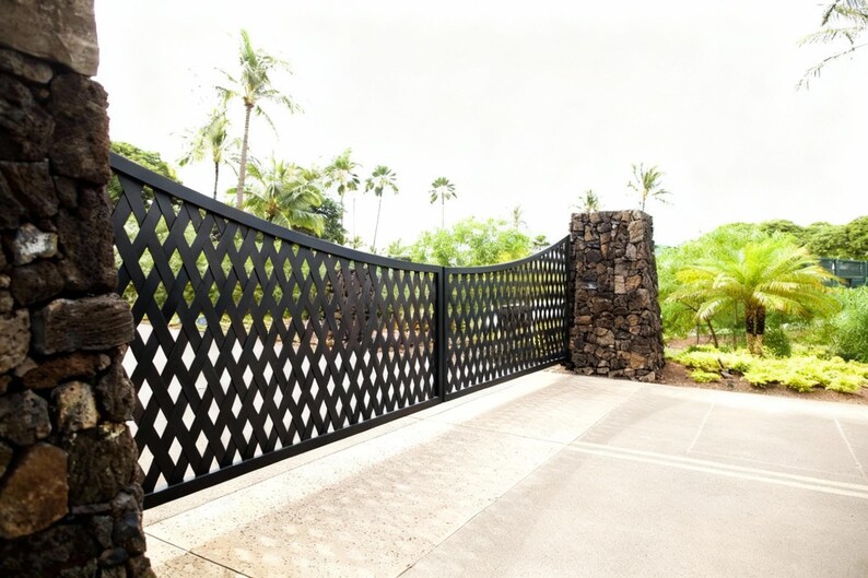 Diamond Fall Entry – Wrought Iron Gate With Lattice Panels Model # 167E ...