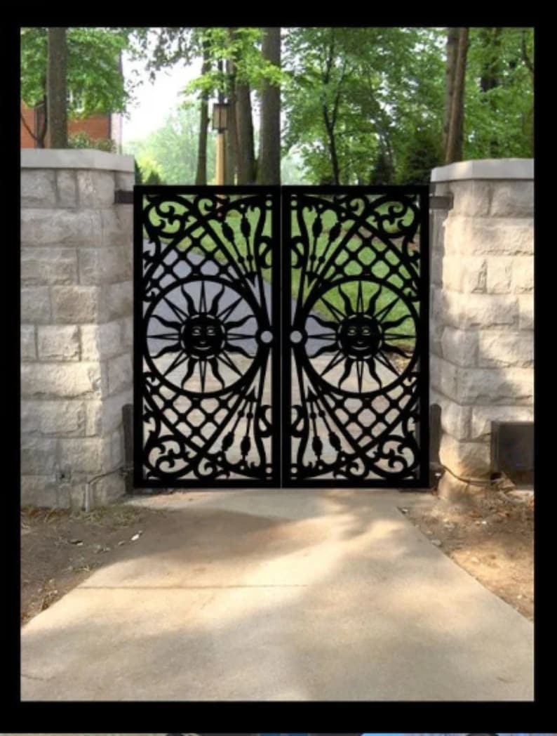 Gorgeous Laser Cut Artistic Sun Design Metal Garden Gate Modern
