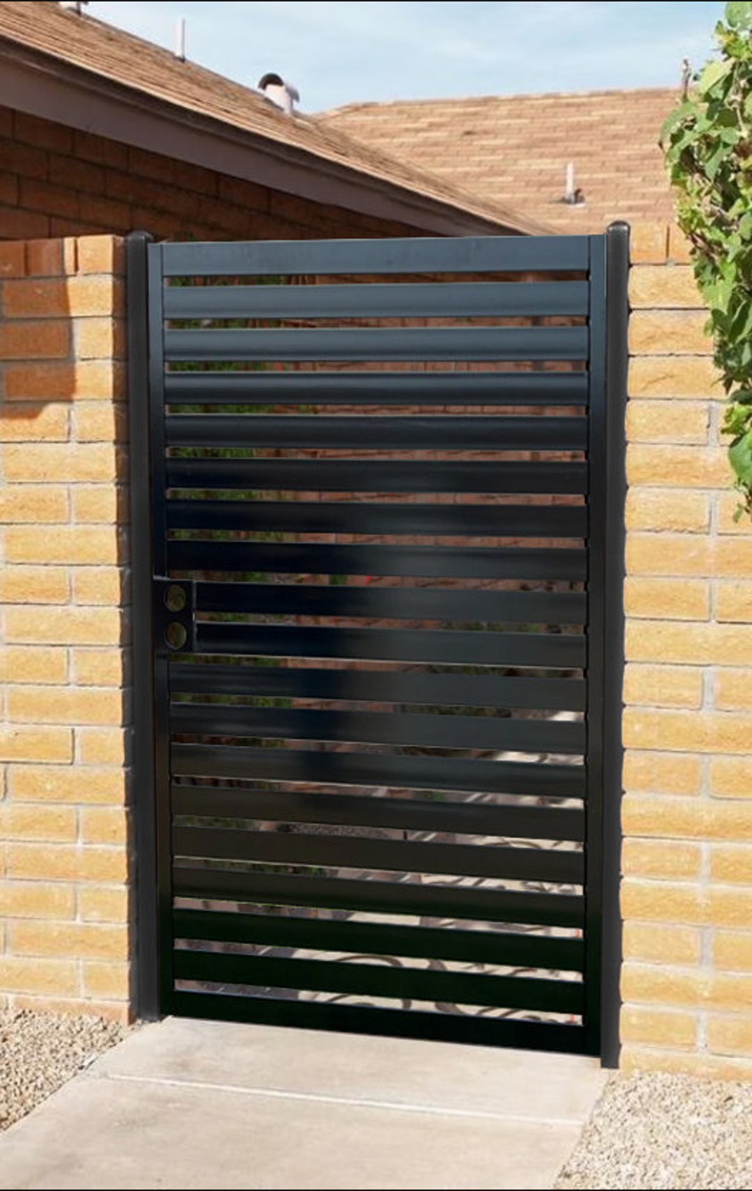 Solid Metal Horizontal Line Design Pedestrian Gate | Custom Fabrication ...