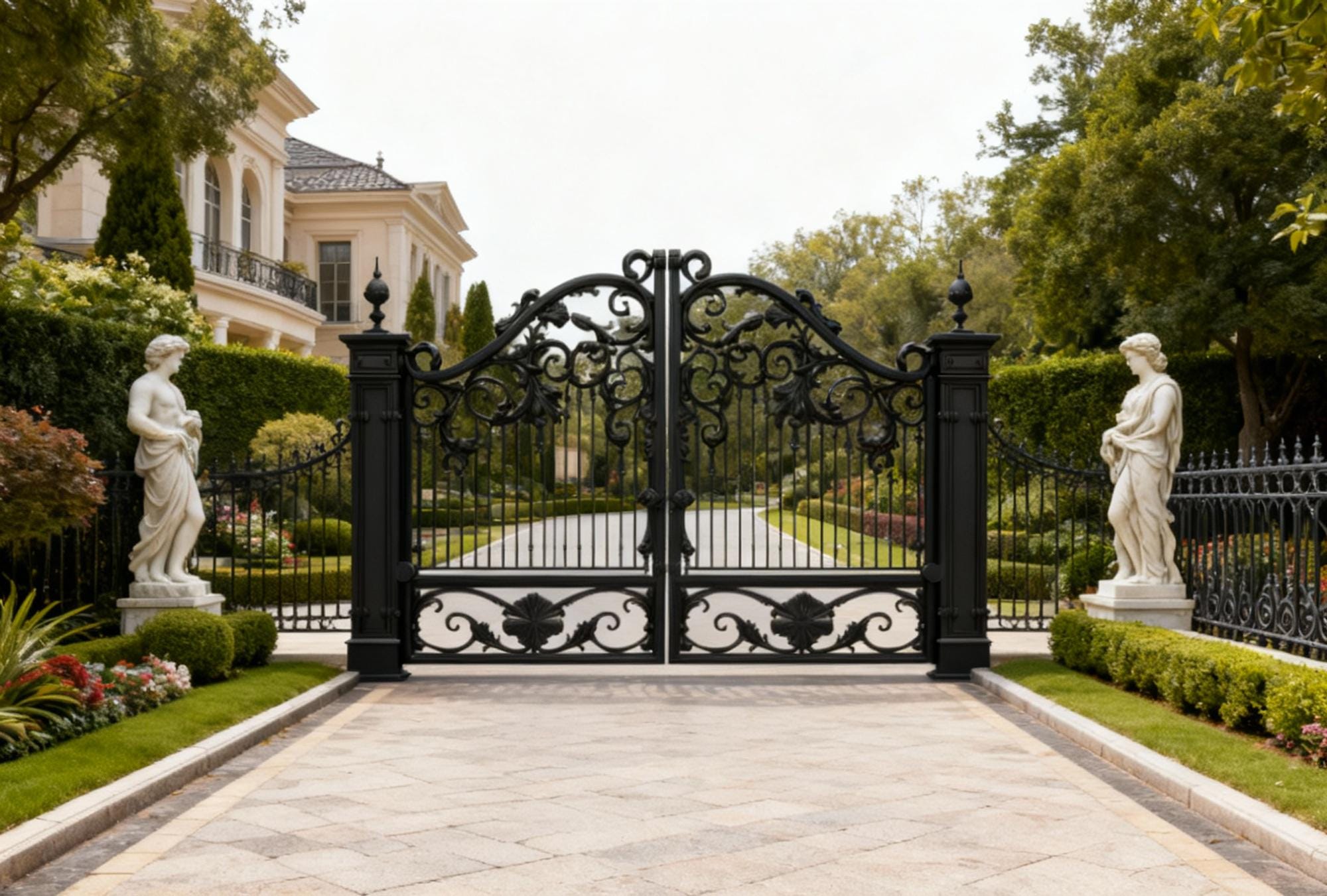 Imperial Bloom – Wrought Iron Estate Driveway Gate Model # 105E - Etsy