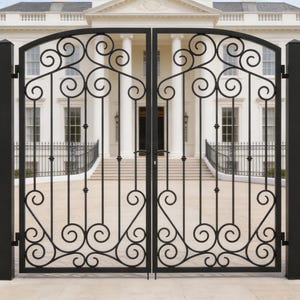 Modern Doodle Art Design Metal Garden Gate Custom Fabrication Iron
