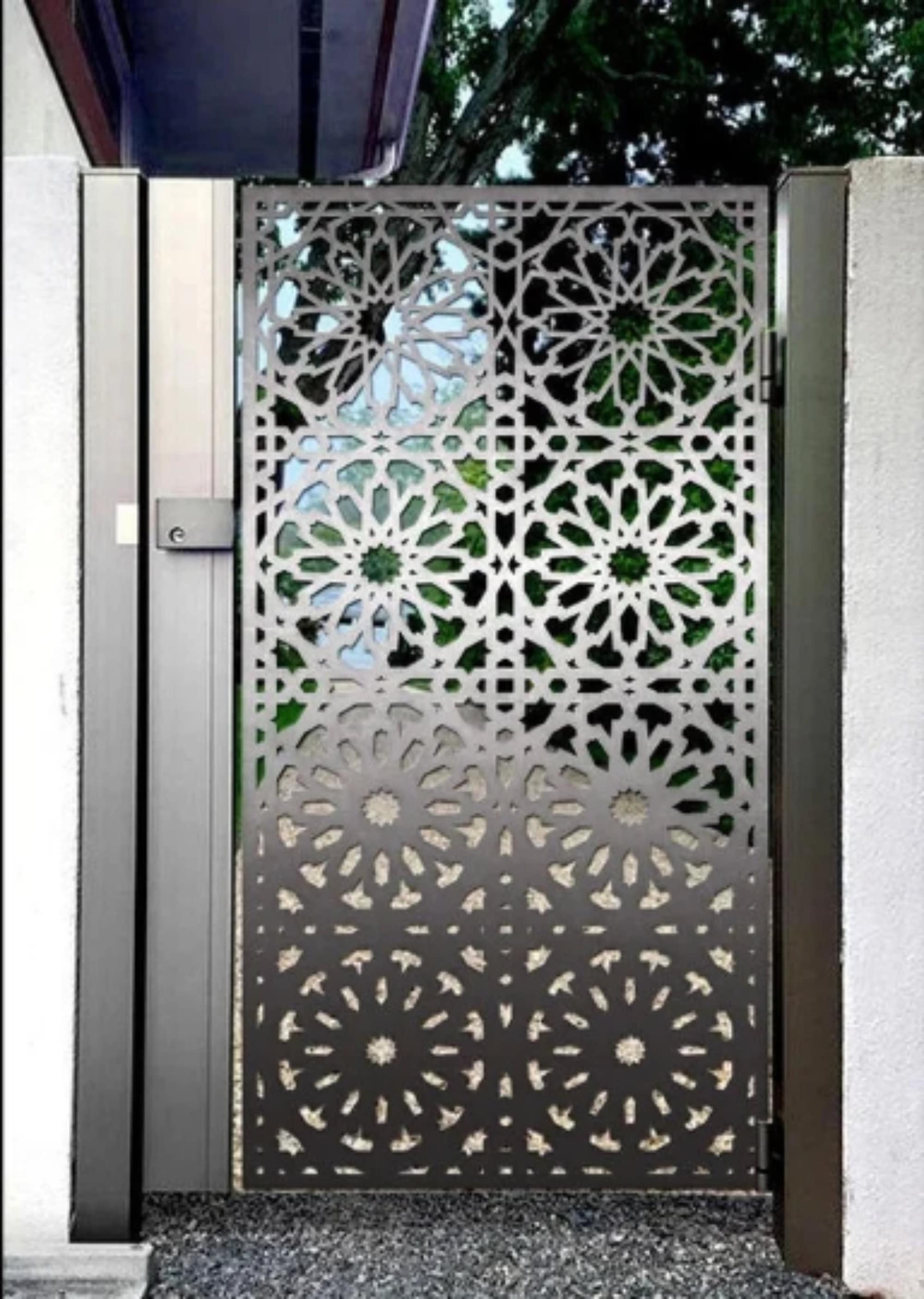 Laser Cut Artistic Floral Design Iron Pool Gate Modern Fabrication