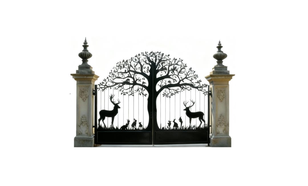 Laser Cut Forest Design Entrance Gate | Custom Fabricated Metal Gate ...