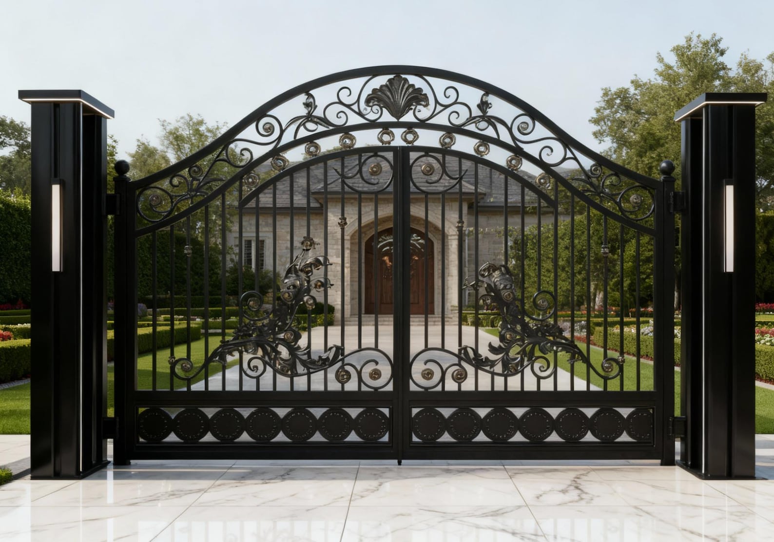 Unique Solid Lines Design Driveway Gate | Custom Metal Entrance Gate ...