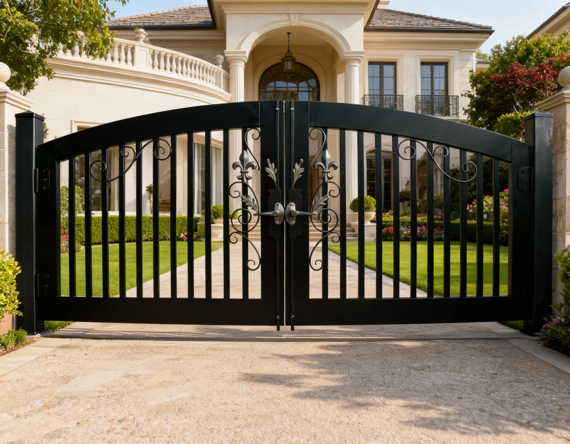 Modern Vertical Strip Metal Driveway Gate | Custom Fabricated Heavy ...