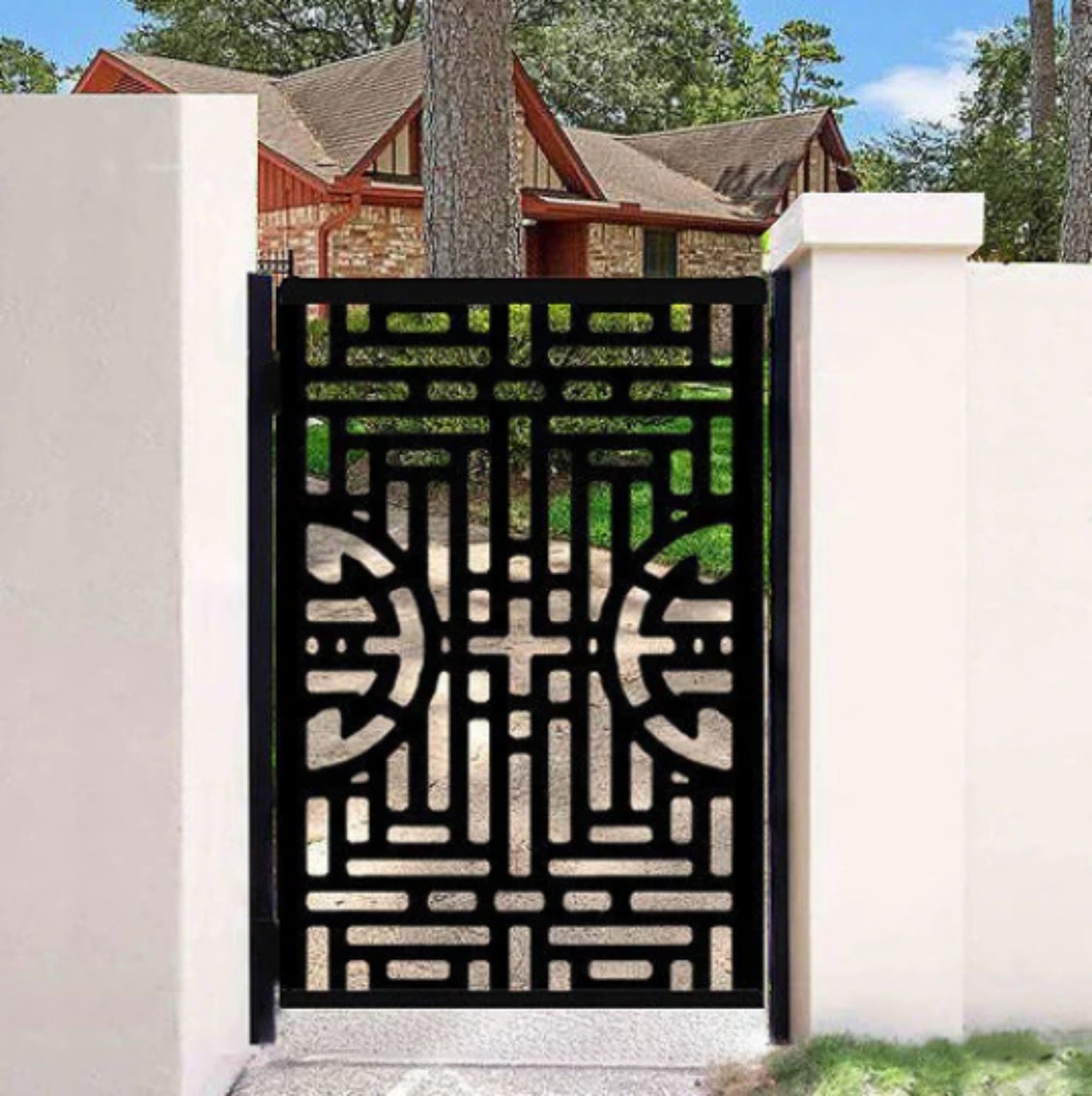 Laser Cut Geometric Shape Design Metal Pool Gate Custom Fabrication ...
