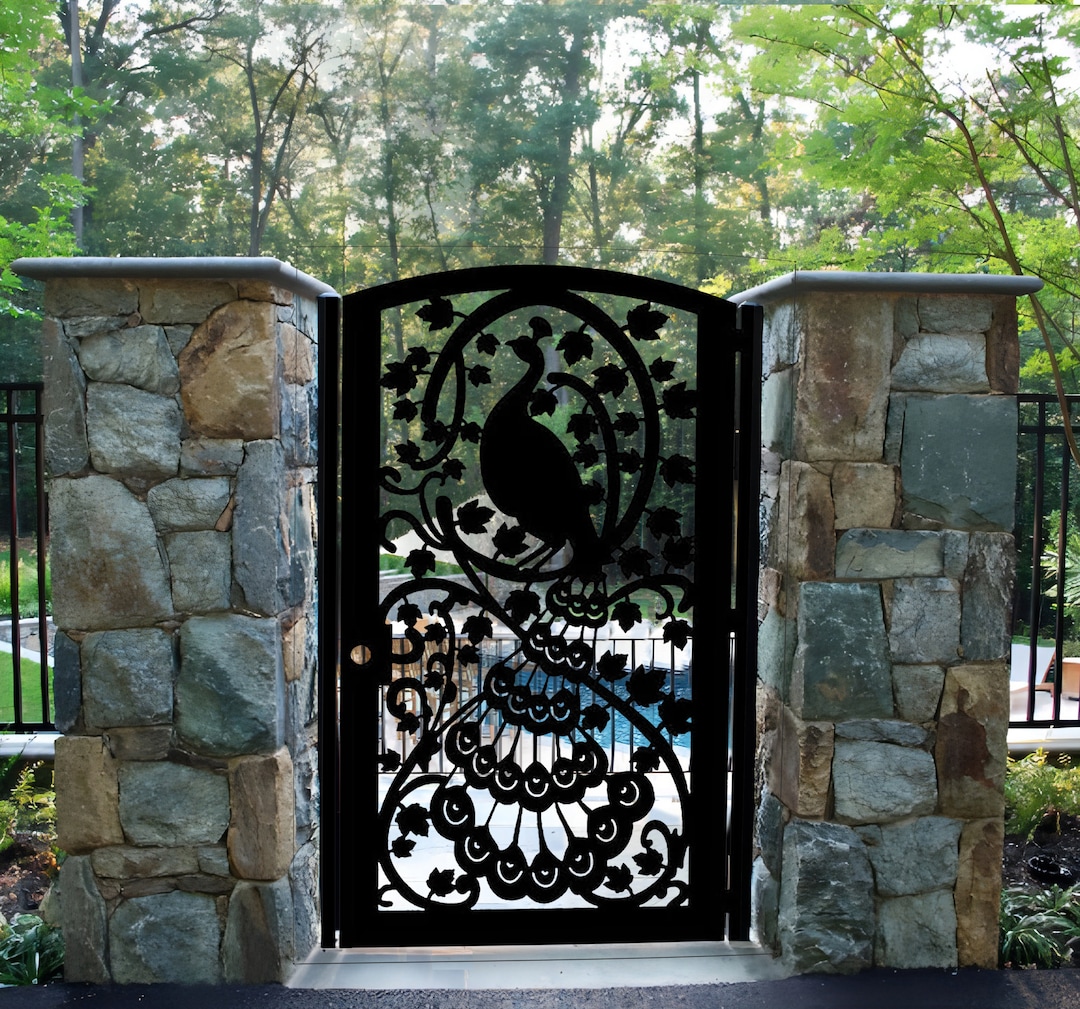 Beautiful Laser Cut Peacock Design Metal Garden Gate | Modern ...