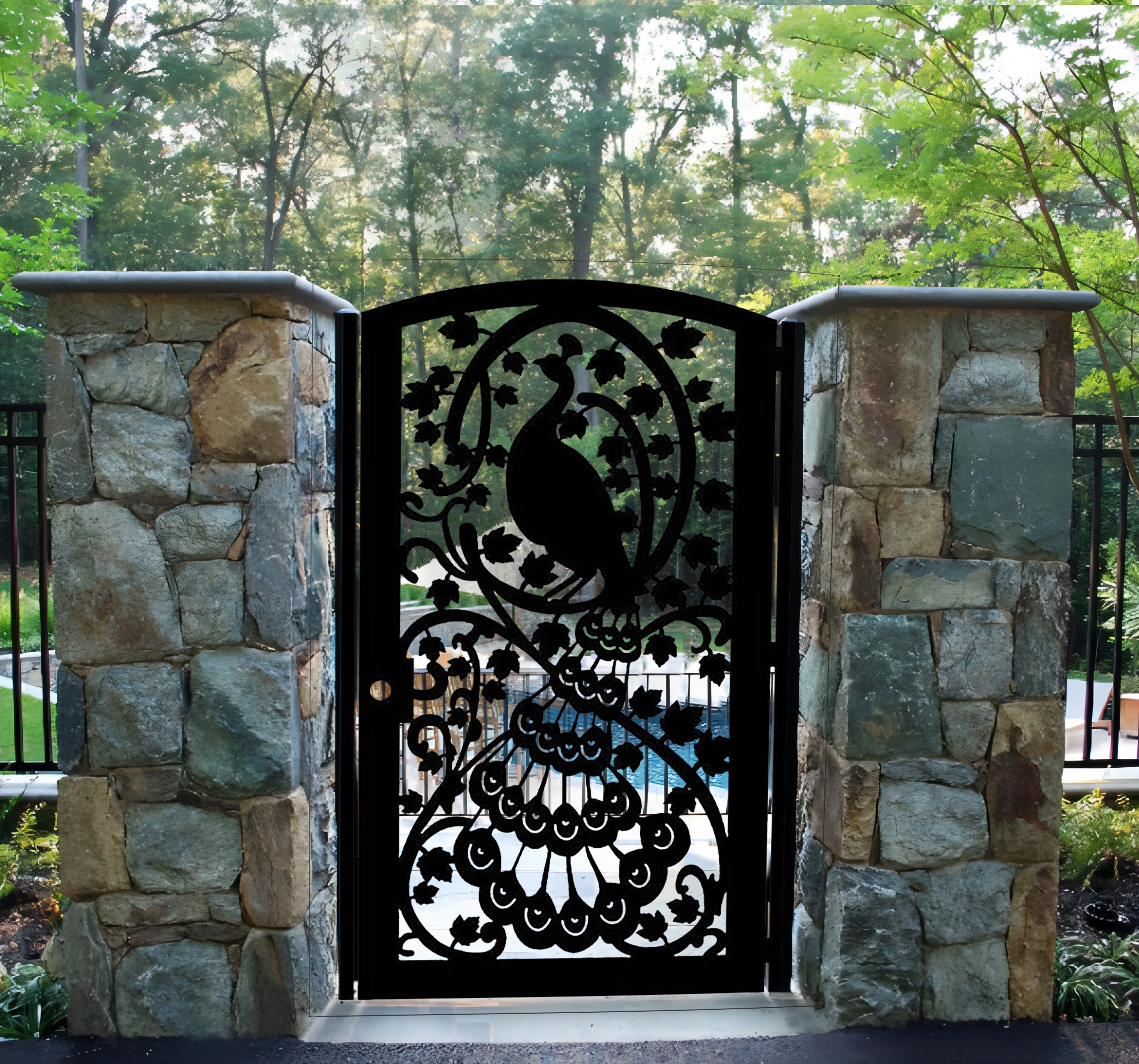 Beautiful Laser Cut Peacock Design Metal Garden Gate | Modern ...