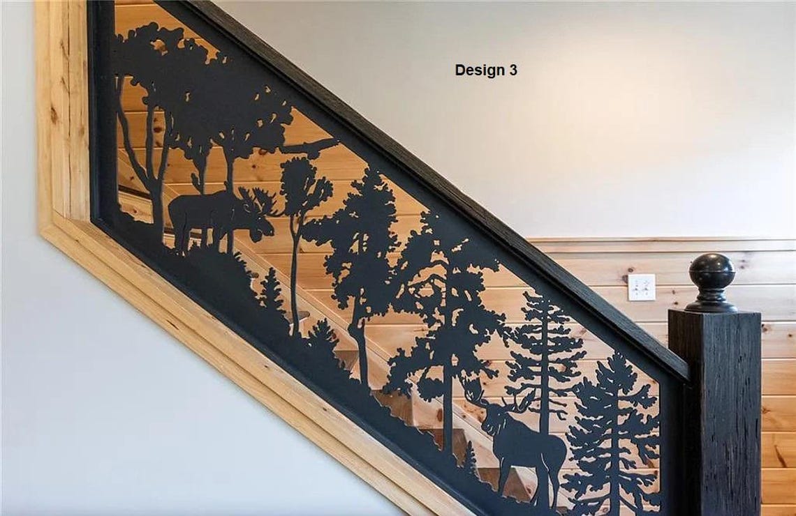 Plasma Cut Metal Stair Railing Panel | Hand Railing | Decorative Modern ...