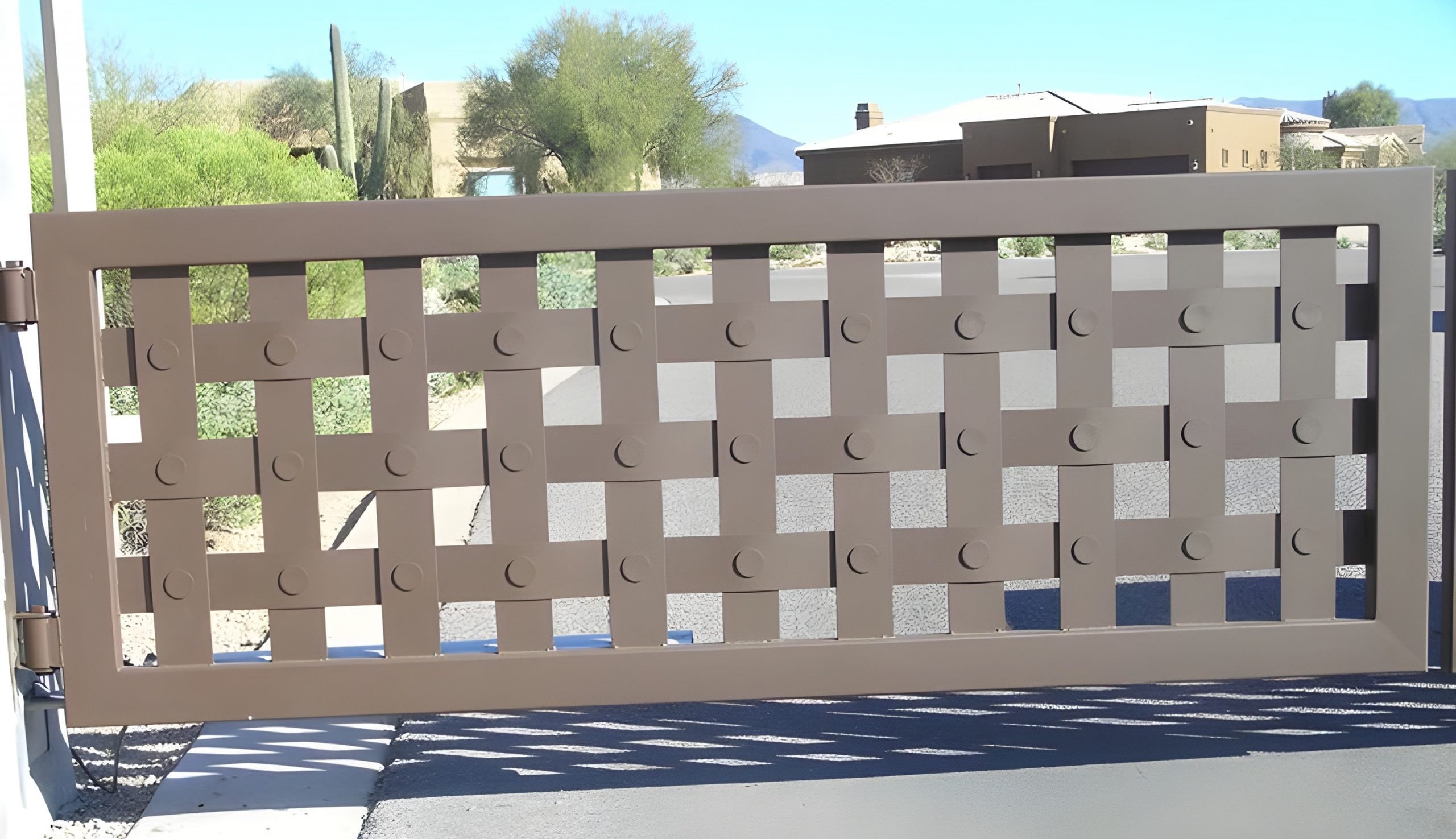 Mesh Square Design Stainless Steel Entry Gate Custom Fabrication Heavy ...