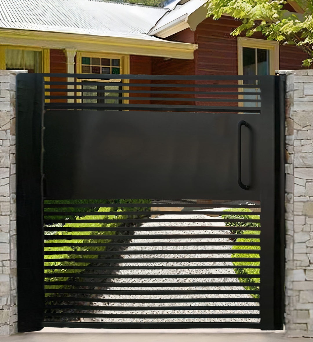 Gorgeous Iron Rod Design Metal Side Walk Gate Custom Fabrication Metal