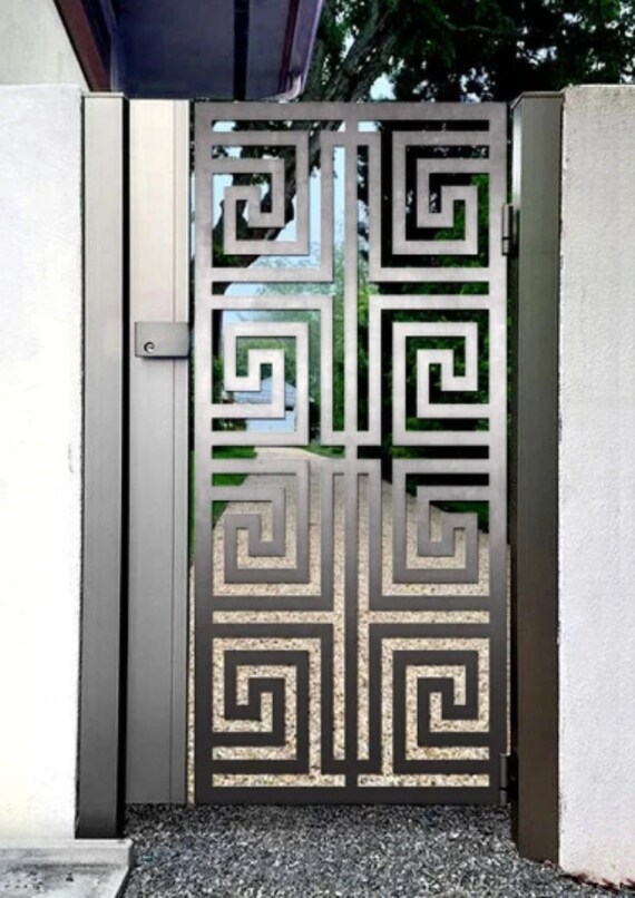 Modern Laser Cut Geometrical Design Metal Side Walk Gate Etsy