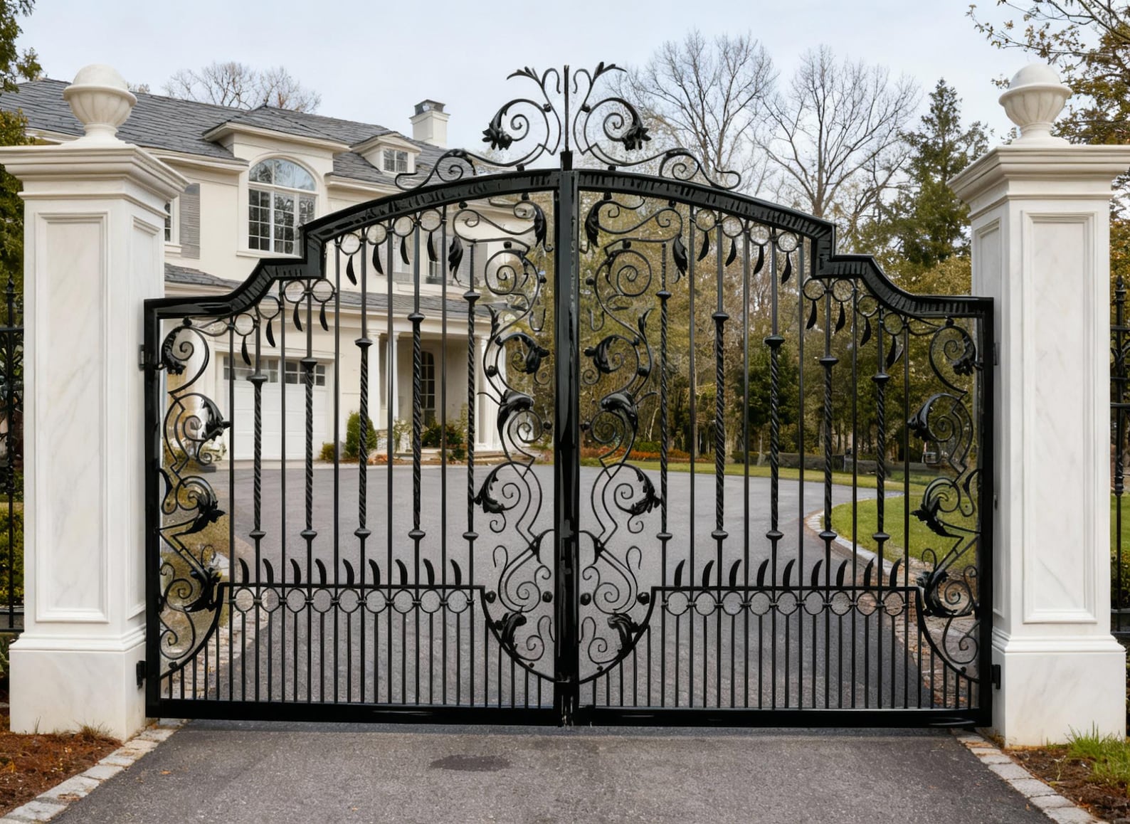 Ornamental Crest Gate – Wrought Iron Gate With Scroll Panels Model ...