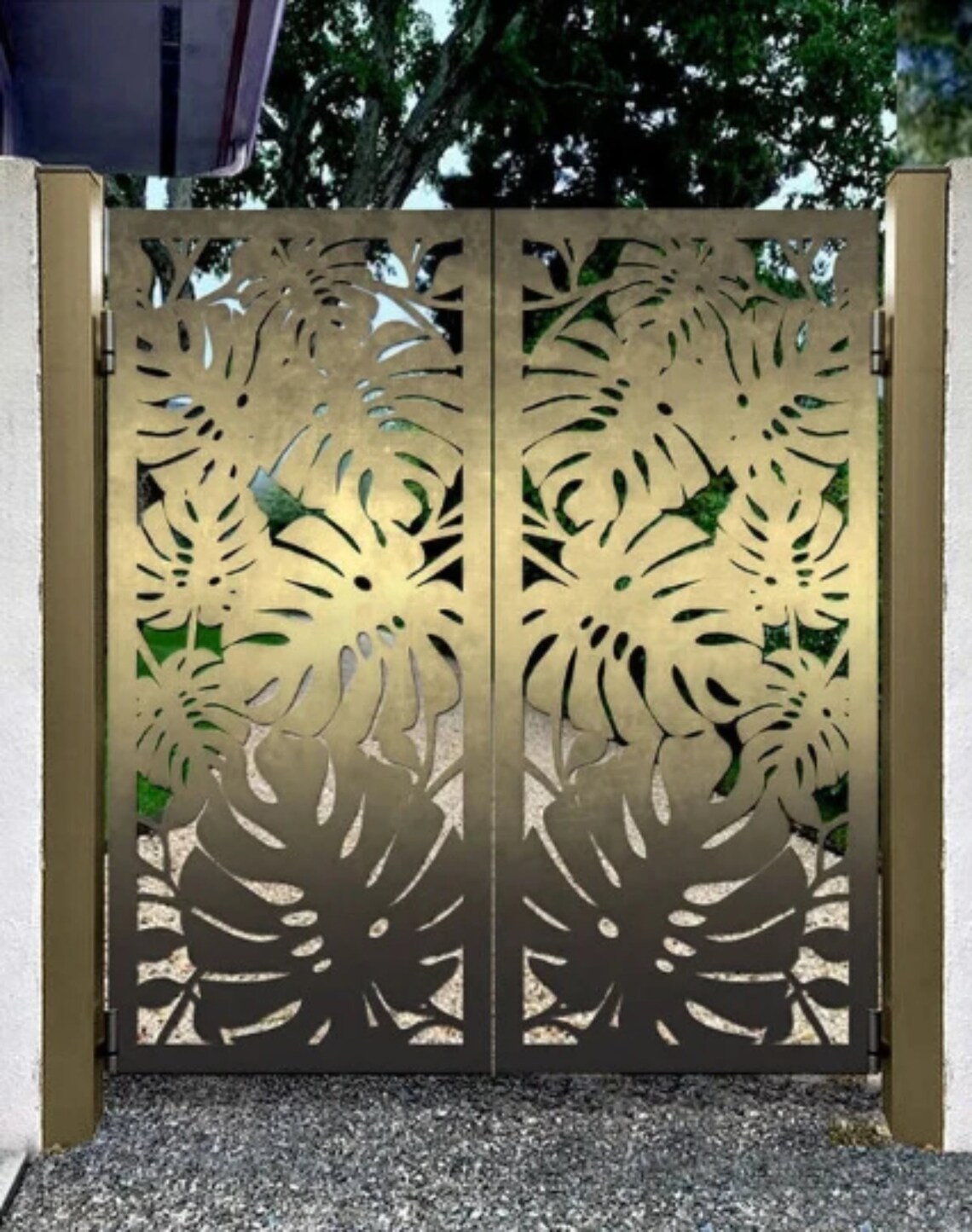 Modern Laser Cut Artistic Leaf Design Iron Garden Gate Custom ...