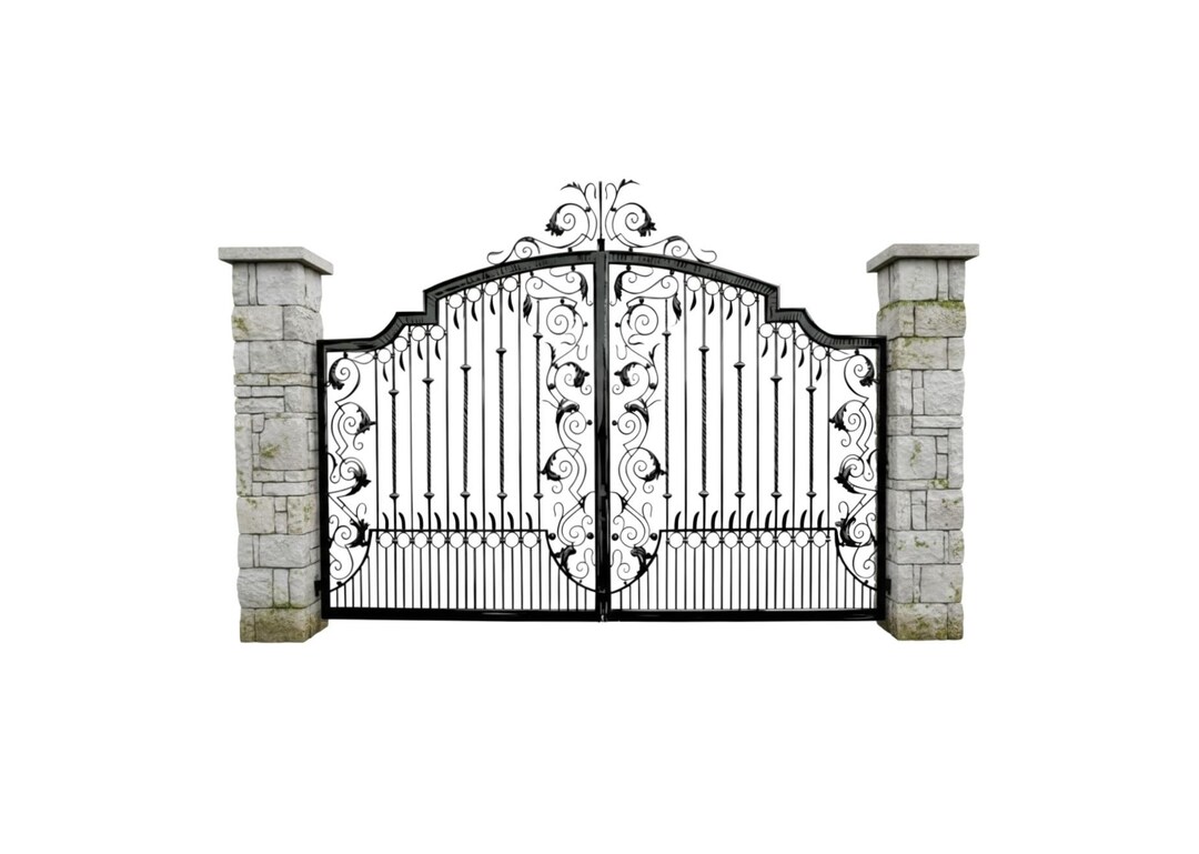 Ornamental Crest Gate – Wrought Iron Gate With Scroll Panels Model ...