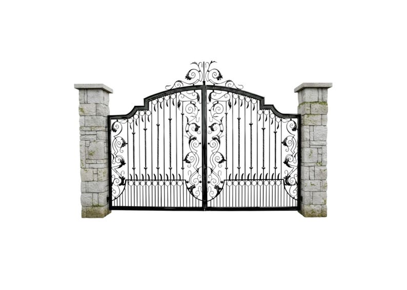 Ornamental Crest Gate – Wrought Iron Gate With Scroll Panels Model ...