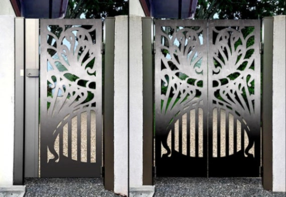 Beautiful 3D Laser Cut Artistic Tree Design Metal Garden Gate - Etsy