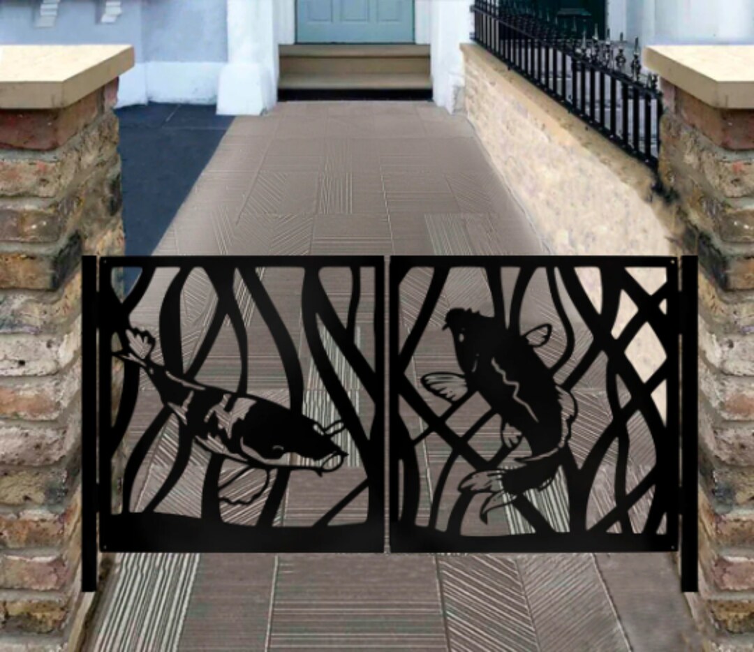 Modern Fish Motif Design Metal Back Yard Gate | Custom Fabrication ...