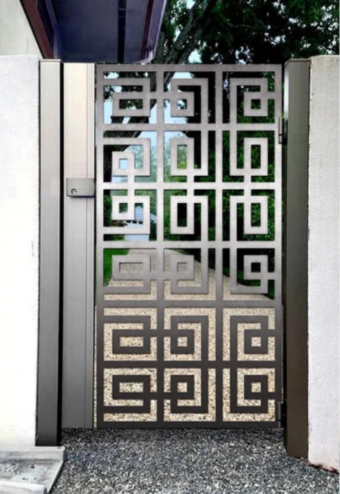 Laser Cut Artistic Geometric Design Metal Pool Gate Custom Fabrication ...